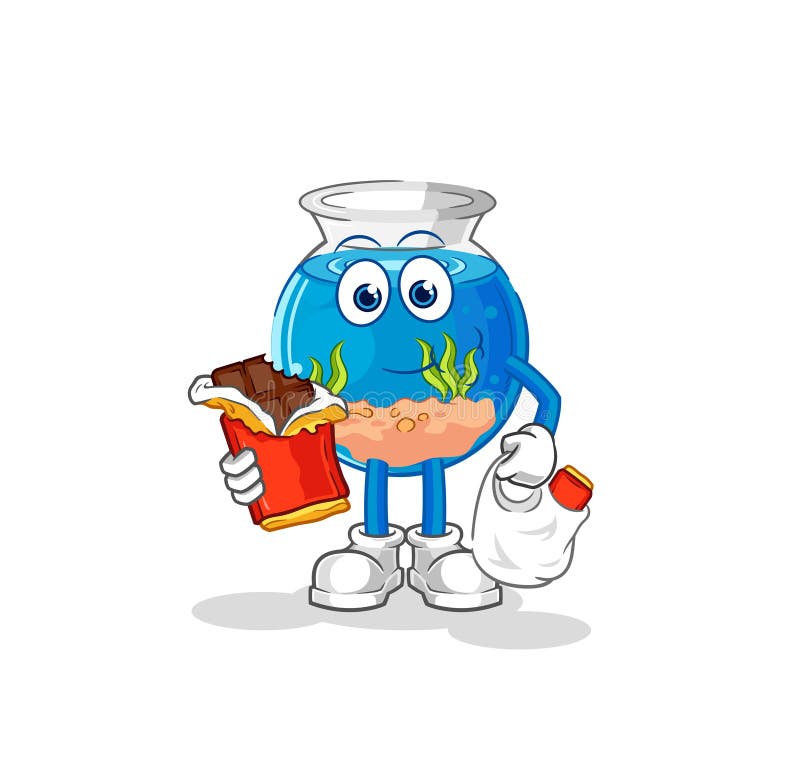 Fish Bowl Eat Chocolate Mascot. Cartoon Vector Stock Vector ...