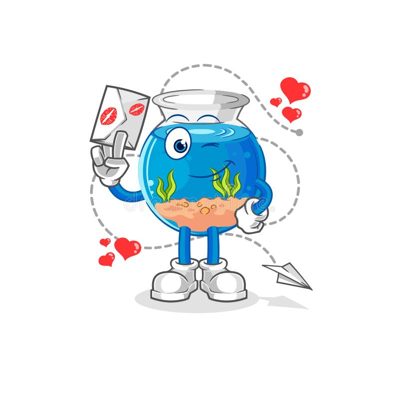 Fish Bowl Hold Love Letter Illustration. Character Vector Stock Vector ...