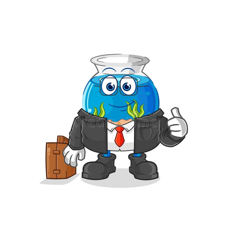Fish Bowl Office Worker Mascot. Cartoon Vector Stock Vector ...