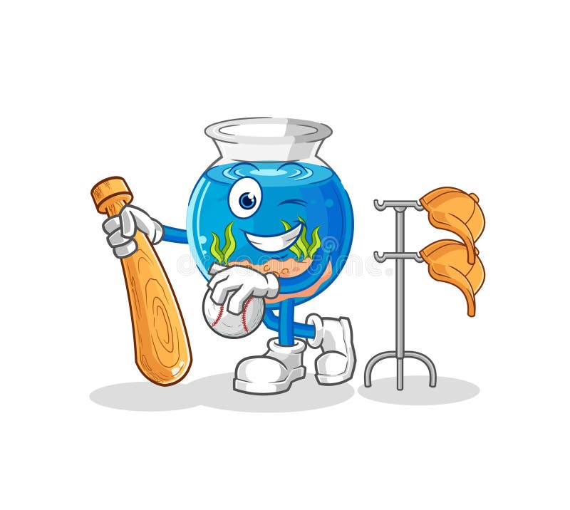 Fish Bowl Playing Baseball Mascot. Cartoon Vector Stock Vector ...