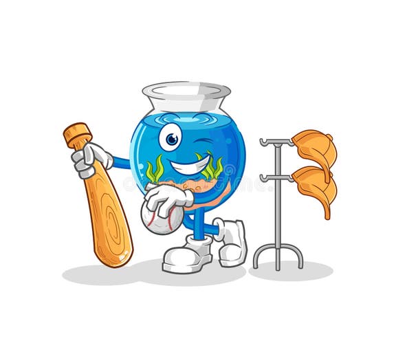 Fish Bowl Playing Baseball Mascot. Cartoon Vector Stock Vector ...