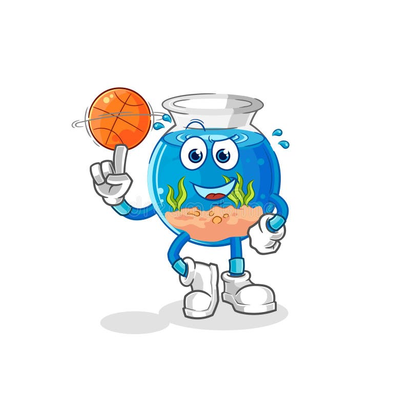 Fish Bowl Playing Basket Ball Mascot. Cartoon Vector Stock Vector ...