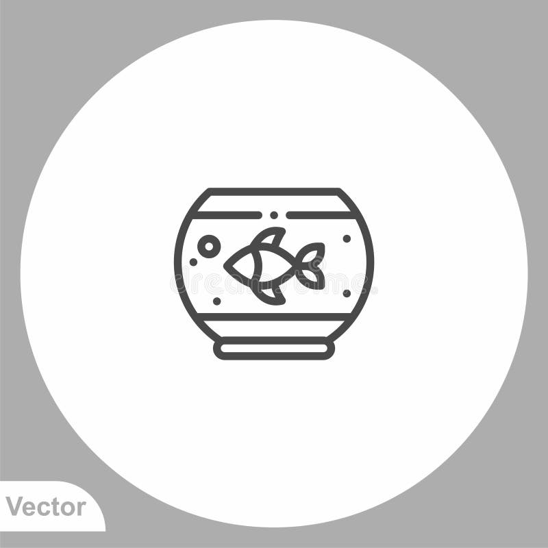 Fish Bowl Vector Icon Sign Symbol Stock Illustration - Illustration of ...