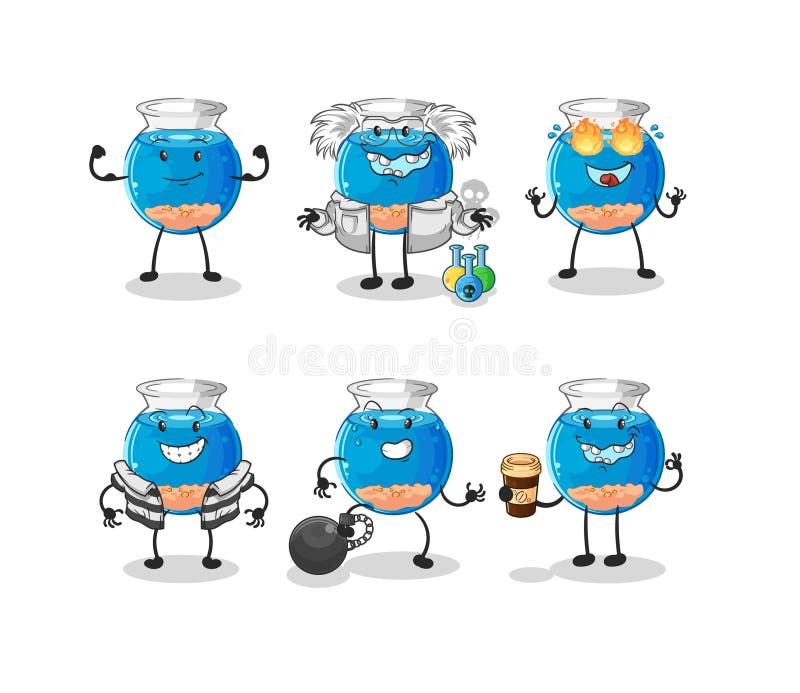 Fish Bowl Villain Group Character. Cartoon Mascot Vector Stock Vector ...