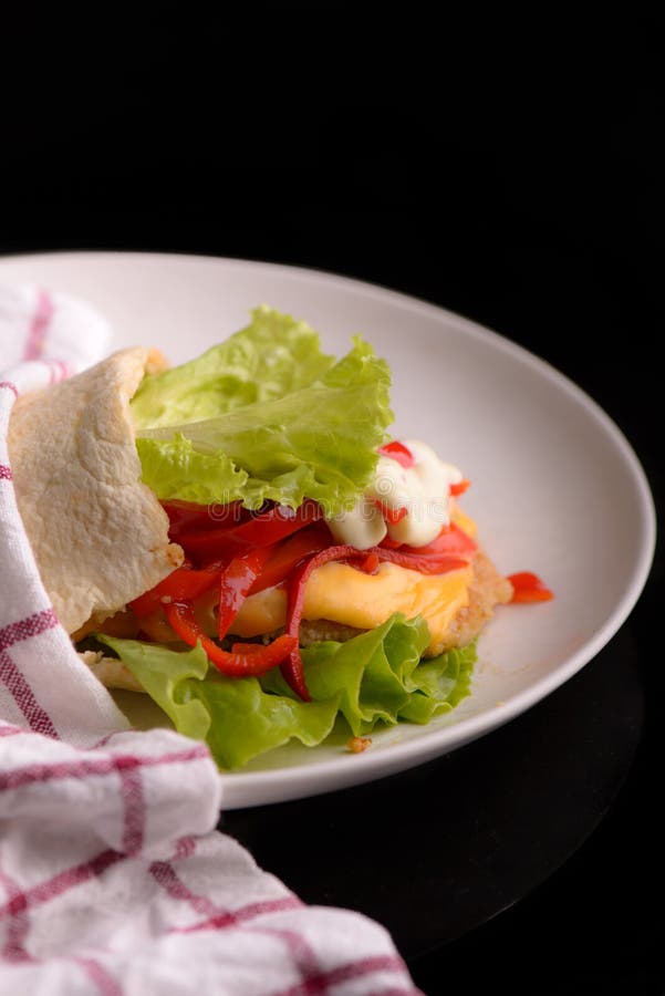 Fish in bread stock image. Image of fast, tasty, sauce - 29490897