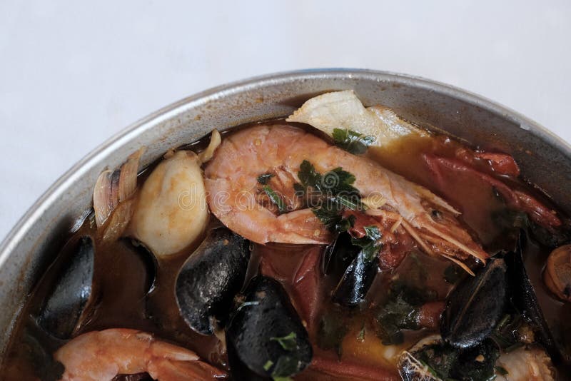 Fish broth in pot stock photo. Image of seafood, bread - 115750980