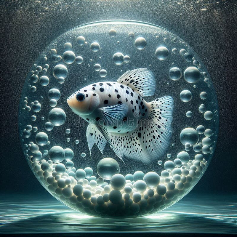 Fish in a Bubble Surrounded by Bubbles Underwater Stock Image - Image ...