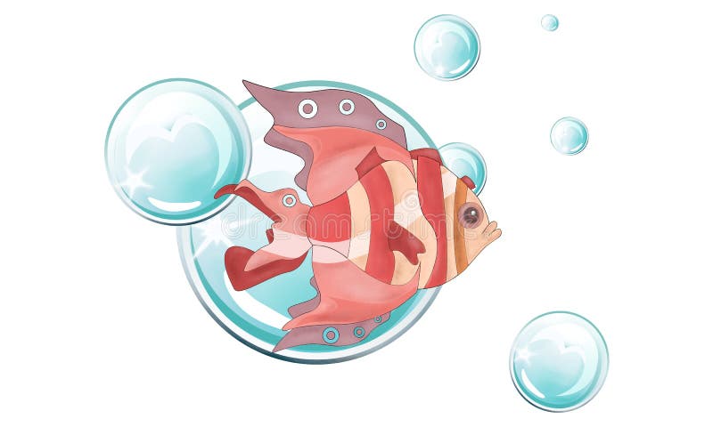 Fish and bubbles stock vector. Illustration of ball - 191720289