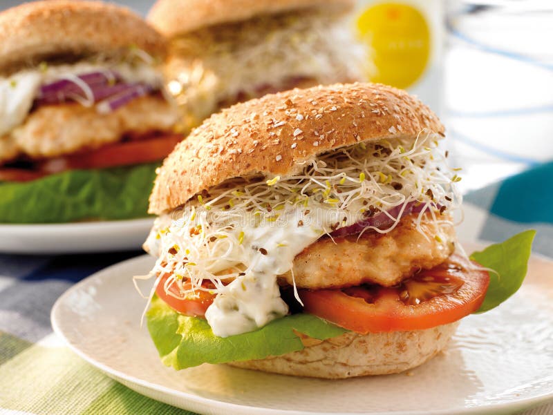 Fish burger stock image. Image of beansprout, salad, lettuce - 10239783