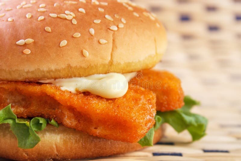 Fish burger closeup stock image. Image of closeup, table - 41214763