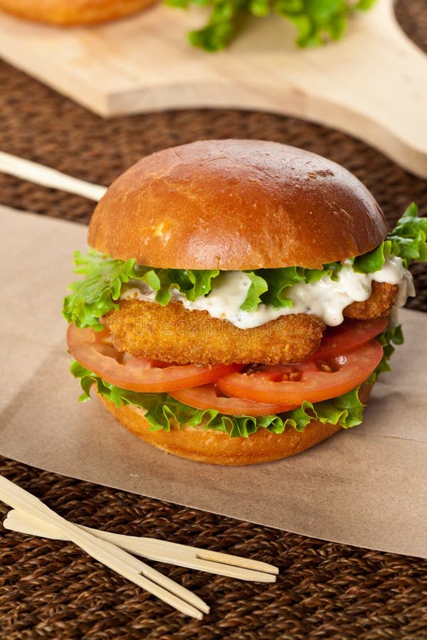 Fish burger stock image. Image of omega, dinner, sauce - 52265613