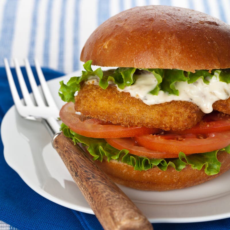 Fish burger stock image. Image of burger, dinner, hamburger - 52441027