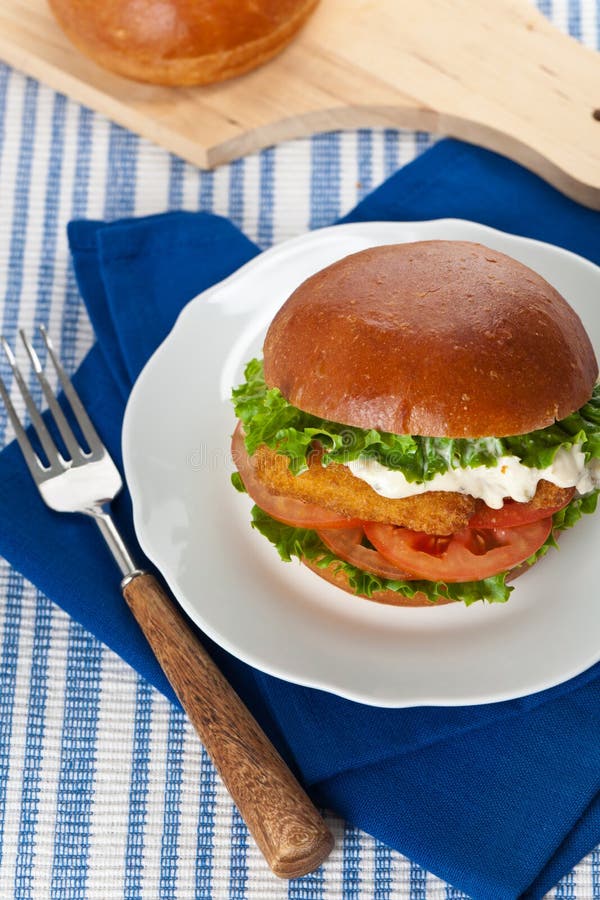 Fish burger stock photo. Image of meal, breaded, fried - 52441118