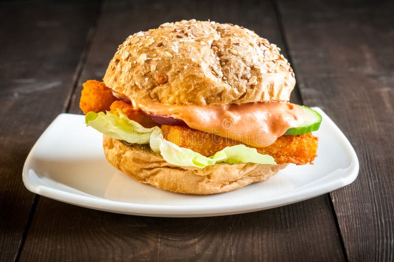 Fish burger stock photo. Image of fried, fresh, frozen - 59123956