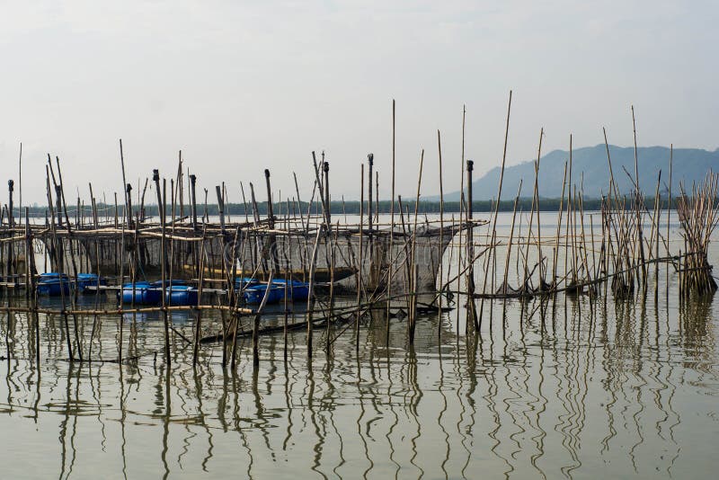 Fish Cage Culture System In Sea Stock Image - Image of building, house ...
