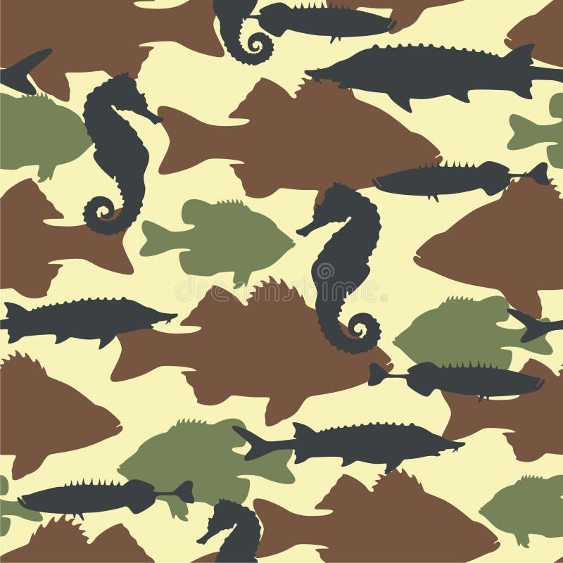 Fish Camouflage Seamless Pattern Stock Vector - Illustration of ...