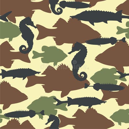 Fish Camouflage Seamless Pattern Stock Vector - Illustration of ...
