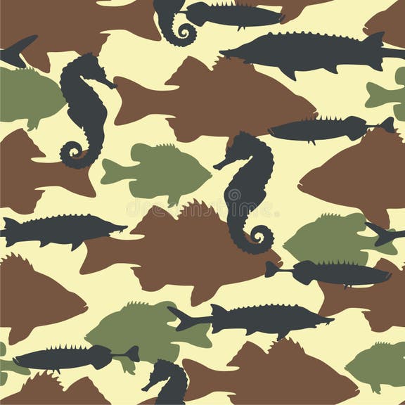 Fish Camouflage Seamless Pattern Stock Vector - Illustration of ...
