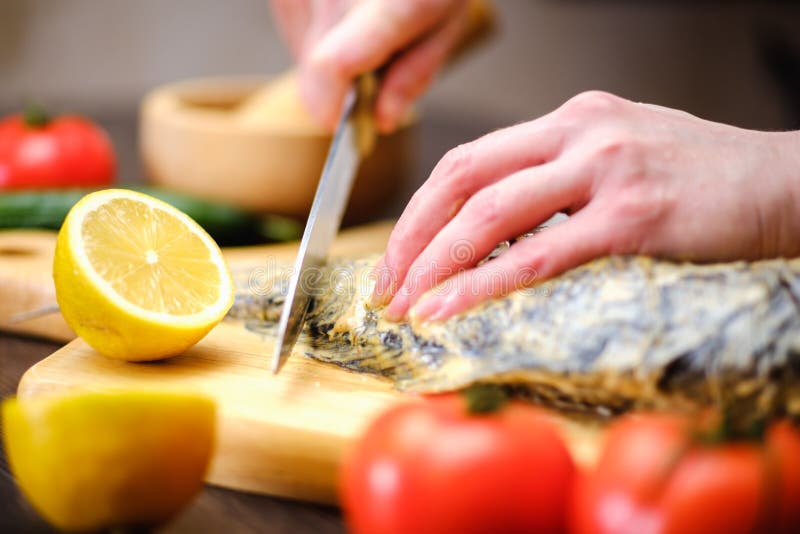 Fish Carp Fresh Food Cooking. Cook Stock Photo - Image of cutting ...