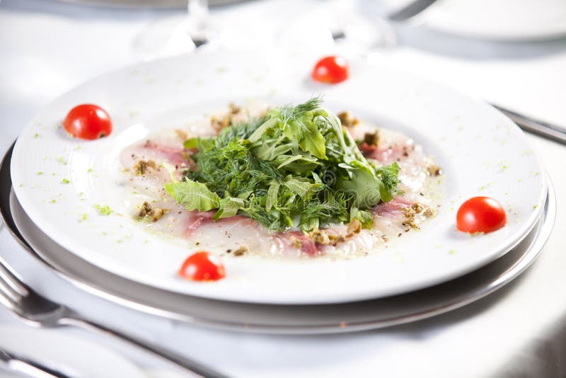 Fish carpaccio stock photo. Image of healthy, salad, sauce - 26733632