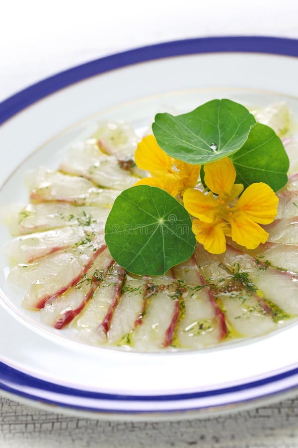 Fish Carpaccio, Italian Dish Stock Image - Image of food, nasturtium ...