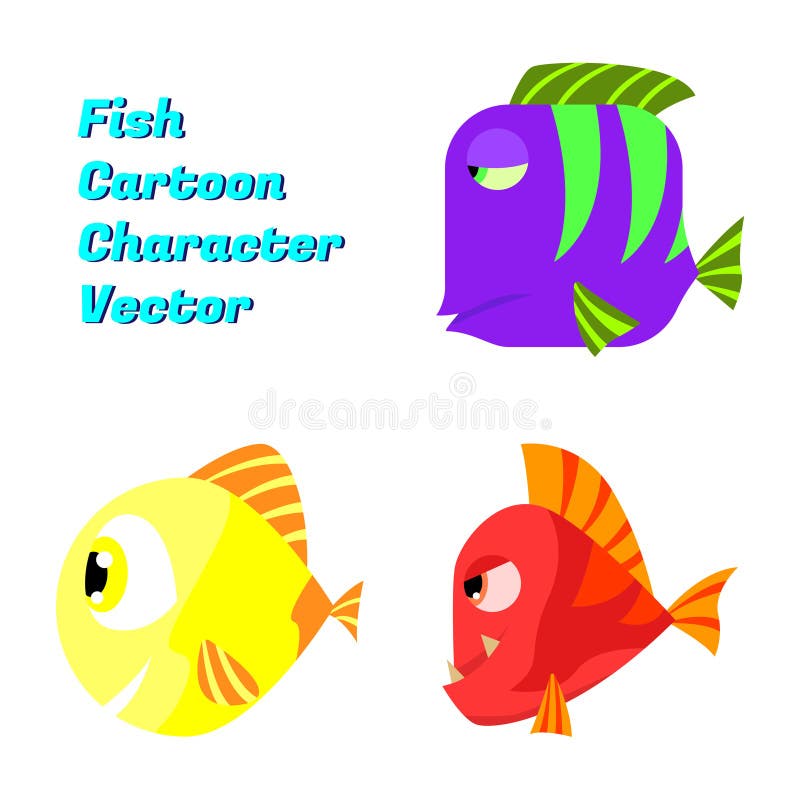 Fish Cartoon Characters Vector Collection Stock Vector - Illustration ...