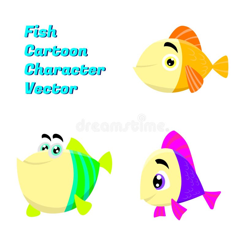 Fish Cartoon Characters Vector Collection Stock Vector - Illustration ...