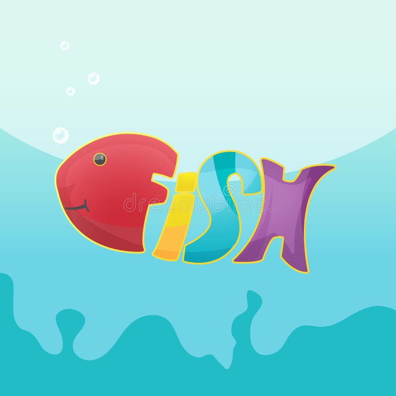 Fish Cartoon Logo Symbol Font Vector Stock Illustration - Illustration ...