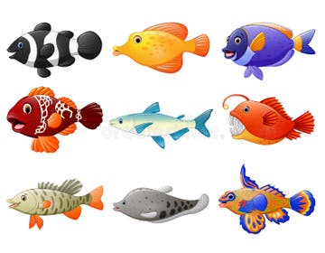 Fish cartoon set stock vector. Illustration of beautiful - 68418517