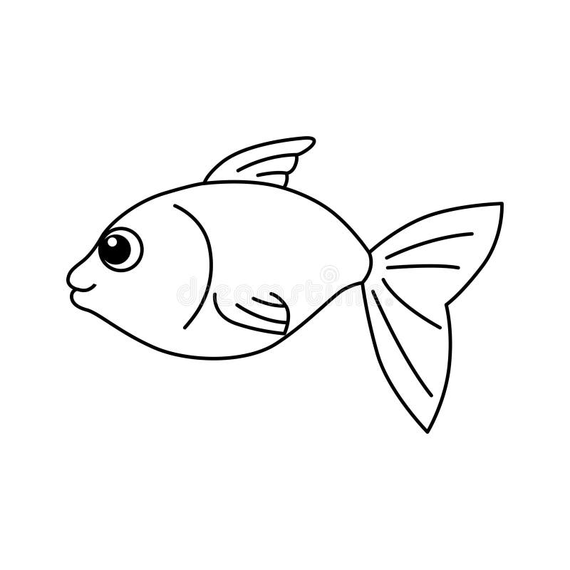 Fish Cartoon Coloring Page Illustration Vector. for Kids Coloring Boo ...
