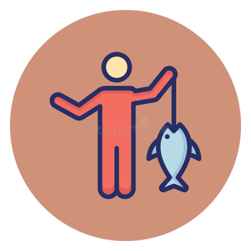 Fish Casting, Fish Catching Vector Icon Which Can Easily Edit Stock ...
