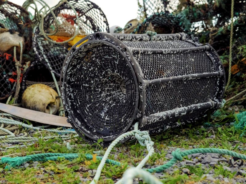 Fish Catching Equipment Black Trap. Selective Focus Stock Photo - Image ...