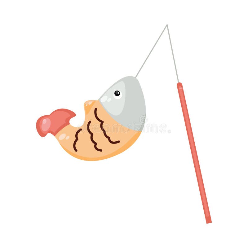 Fish Caught on the Fishing Rod. Vector Illustration Decorative Design ...