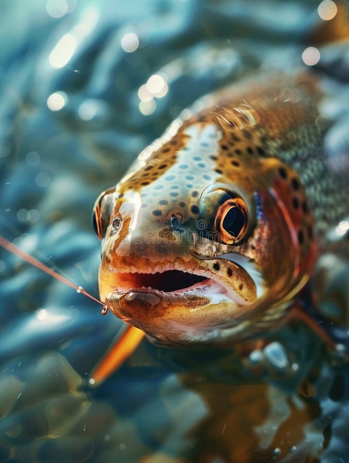 Fish caught on fly stock image. Image of food, biology - 382487511