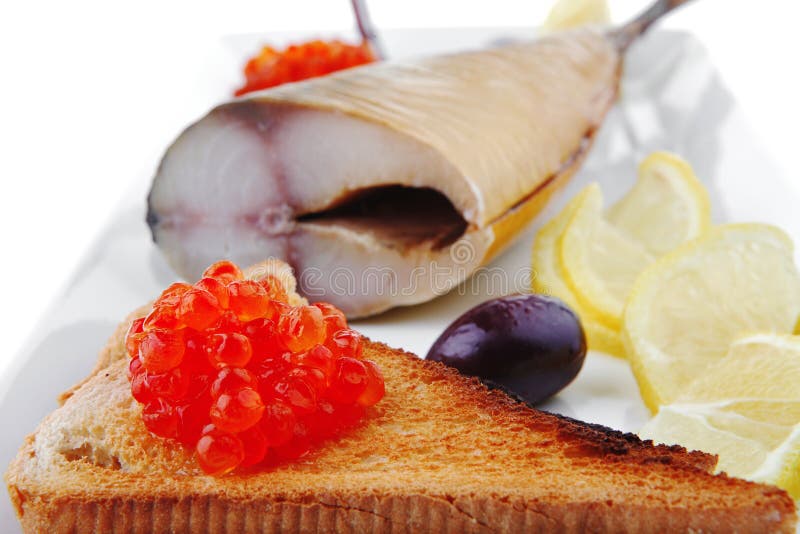 Red Caviar On Toast With Butter Stock Photo - Image of good, butter ...