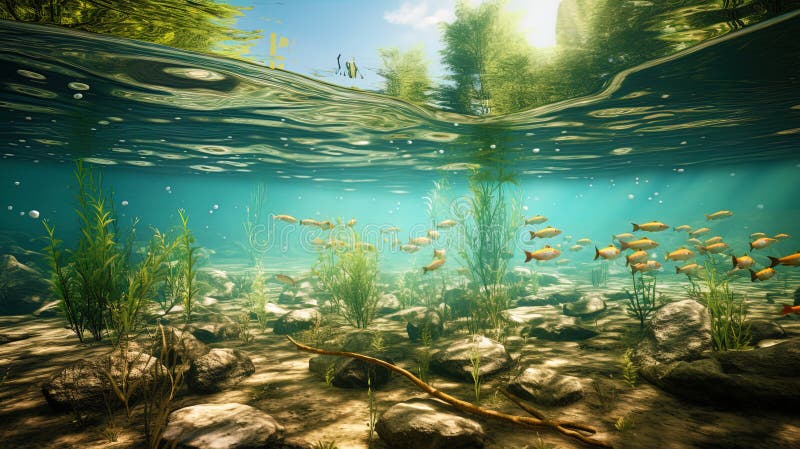 The Fish Challenging Water Flows, Striving for a Spawning Place Stock ...