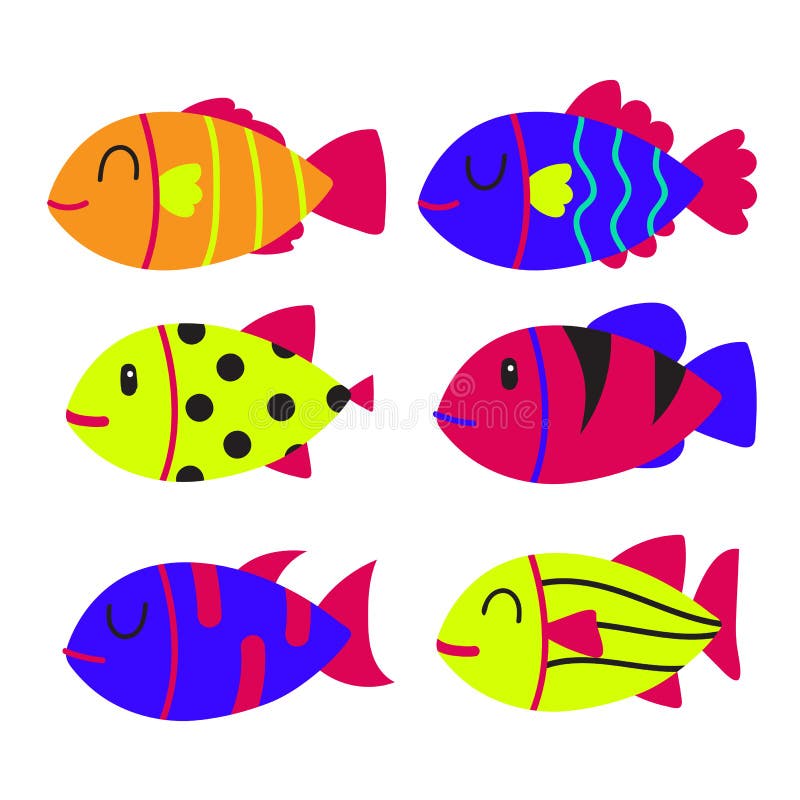 Fish Character Vector Design Stock Vector - Illustration of life, coral ...