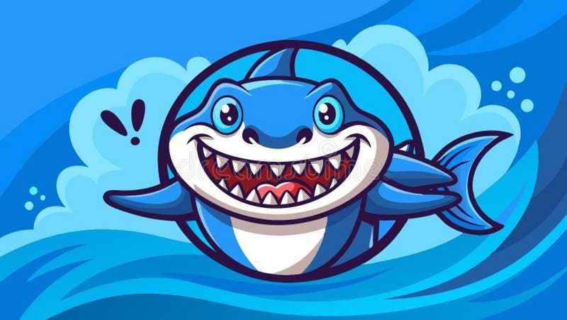 Fish Character. Funny Shark. Comic Sharks Emotions. Shark Mascot Stock ...