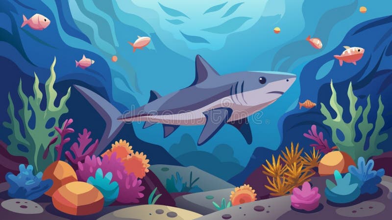 Fish Character. Funny Shark. Comic Sharks Emotions. Shark Mascot Stock ...