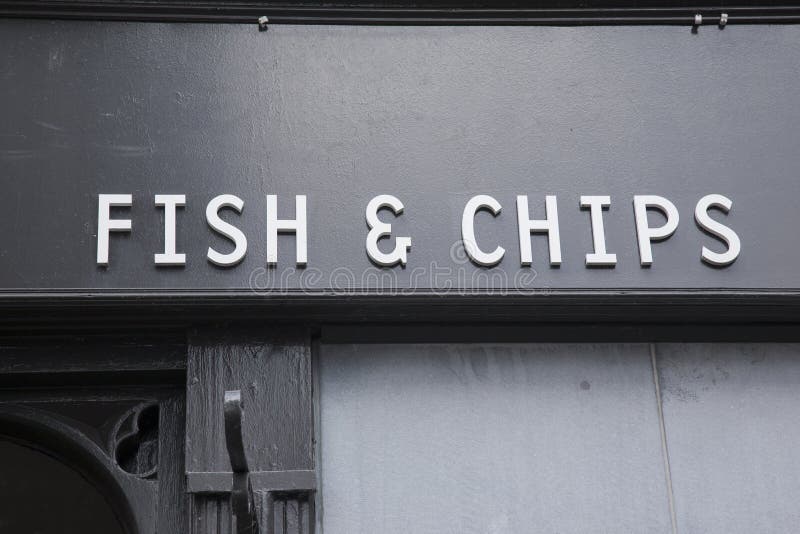 Fish and Chip Takeaway Shop Sign. Stock Photo - Image of black, food ...