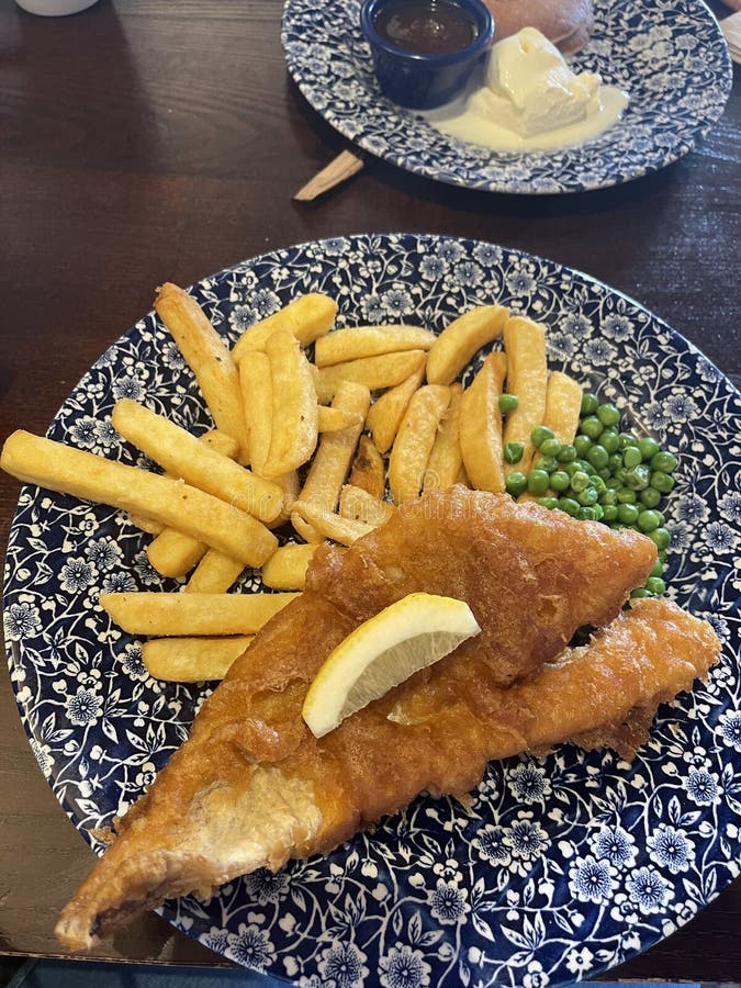 Fish and Chips with Beans and Chill Stock Image - Image of meal ...