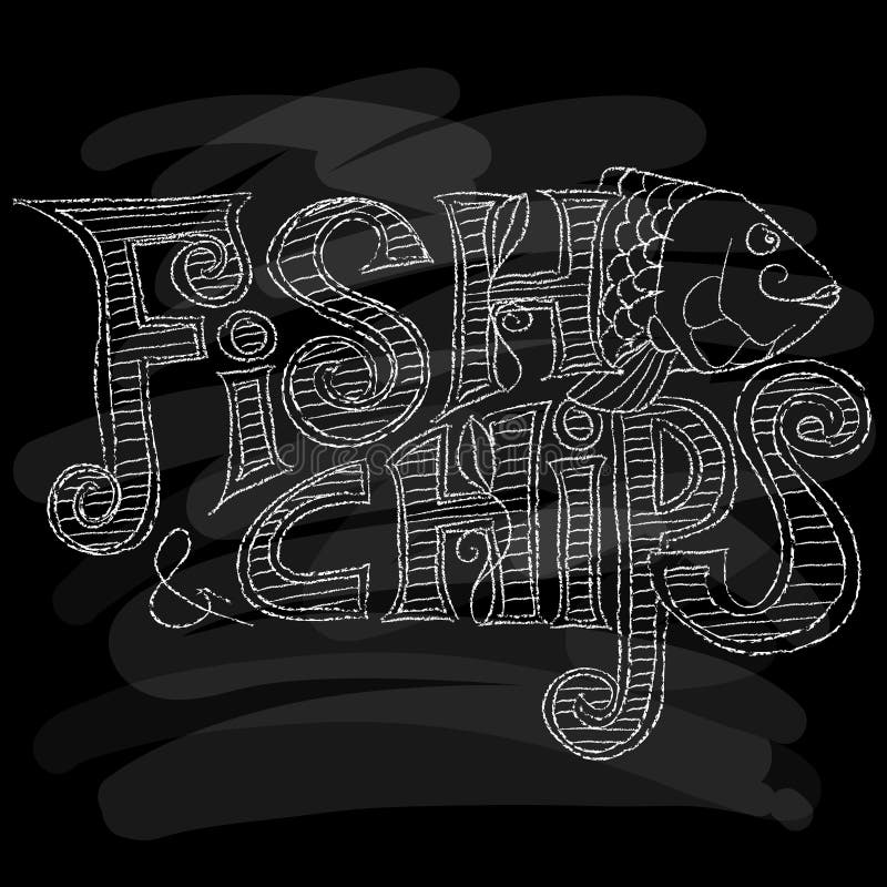 Fish and Chips Menu. Chalk on a Blackboard Stock Vector - Illustration ...