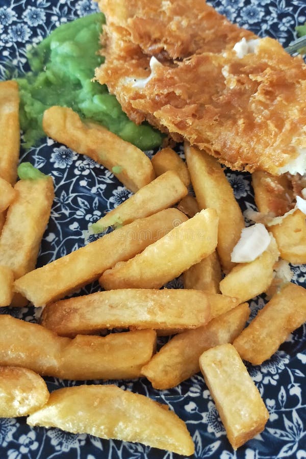 Fish and Chips with Mushy Peas Stock Photo - Image of peas, mushy ...