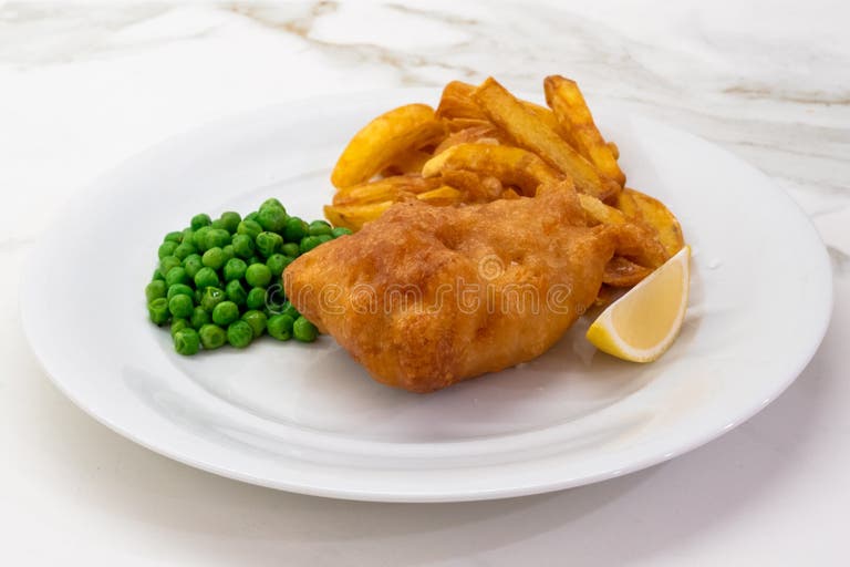 Fish and Chips with Peas, Deep Fried Cod Stock Image - Image of chips ...