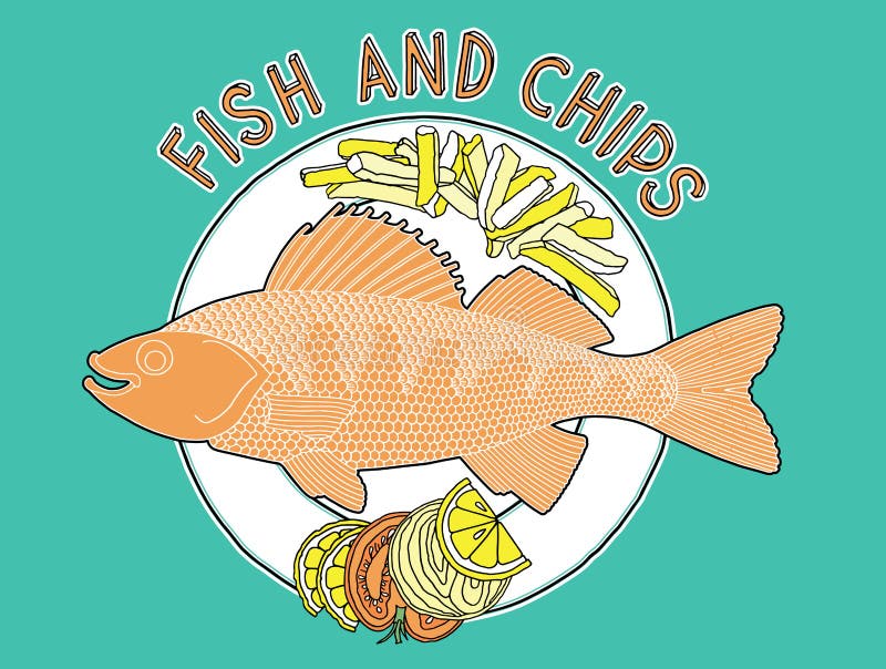 Cute Fish with Chips stock vector. Illustration of gourmet - 35761875