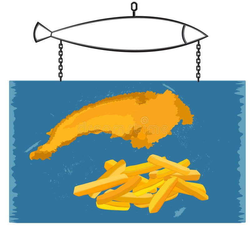 Fish and Chips Signboard Vector Stock Vector - Illustration of ...