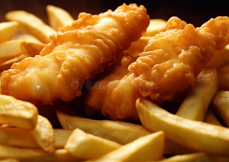 Fish and Chips Traditional English Food.Macro.AI Generative Stock ...