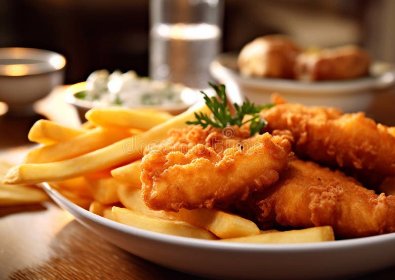 Fish and Chips Traditional English Food.Macro.AI Generative Stock ...