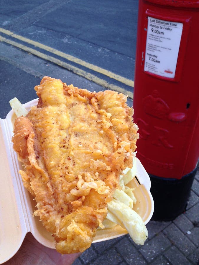 Fish and Chips and Red Mail Box Stock Photo - Image of lemon, comfort ...