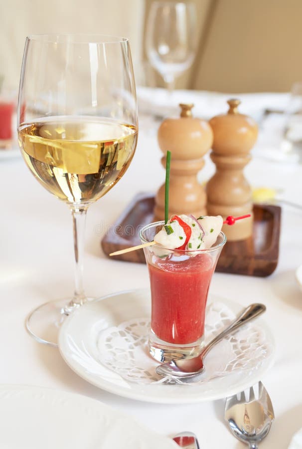 Fish Cocktail on Restaurant Table Stock Photo - Image of wine, style ...